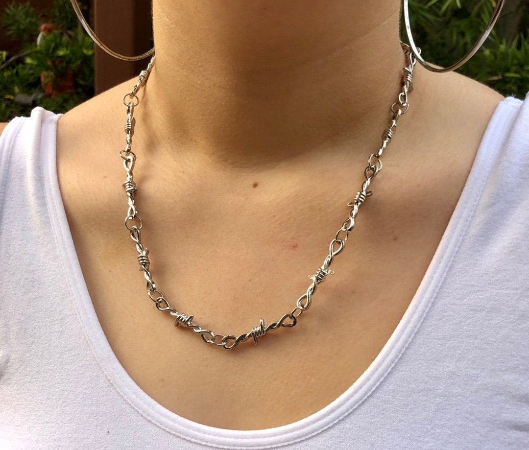 Barbed Wire Chain Choker Necklace/ Mini Barbed Wire Choker - Etsy