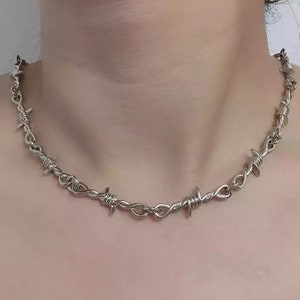 Barbed Wire Chain Choker Necklace/ Mini Barbed Wire Choker - Etsy