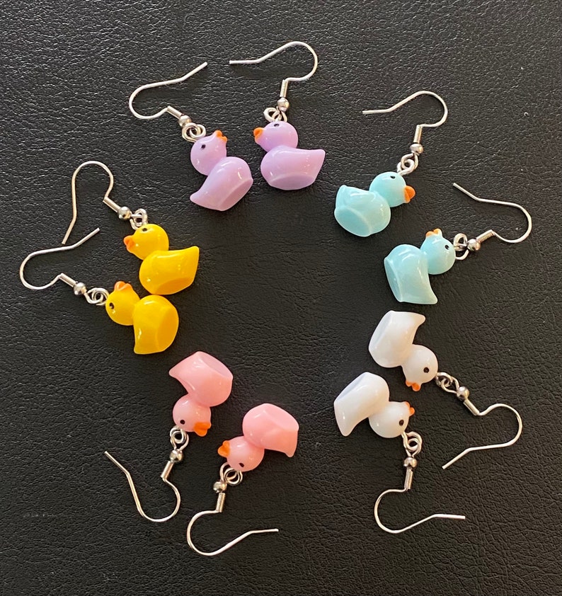 Ducky Earrings/ Colorful Duck Earrings/ Tiny Duck Earrings/ - Etsy