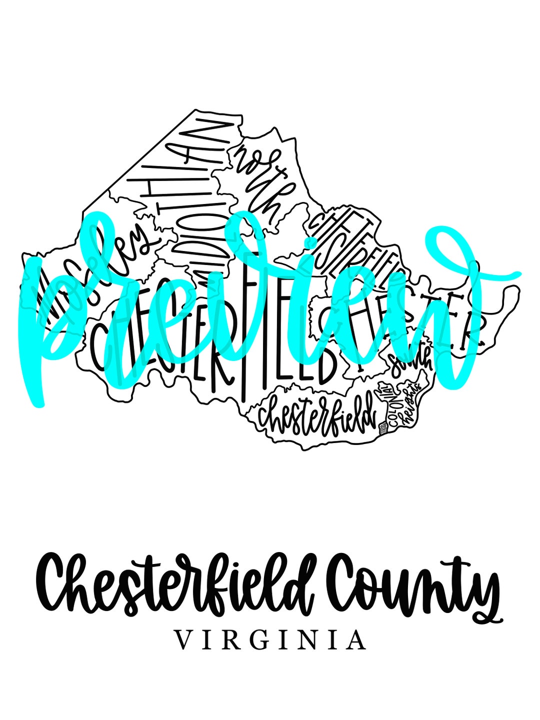Chesterfield County, VA Map - Etsy