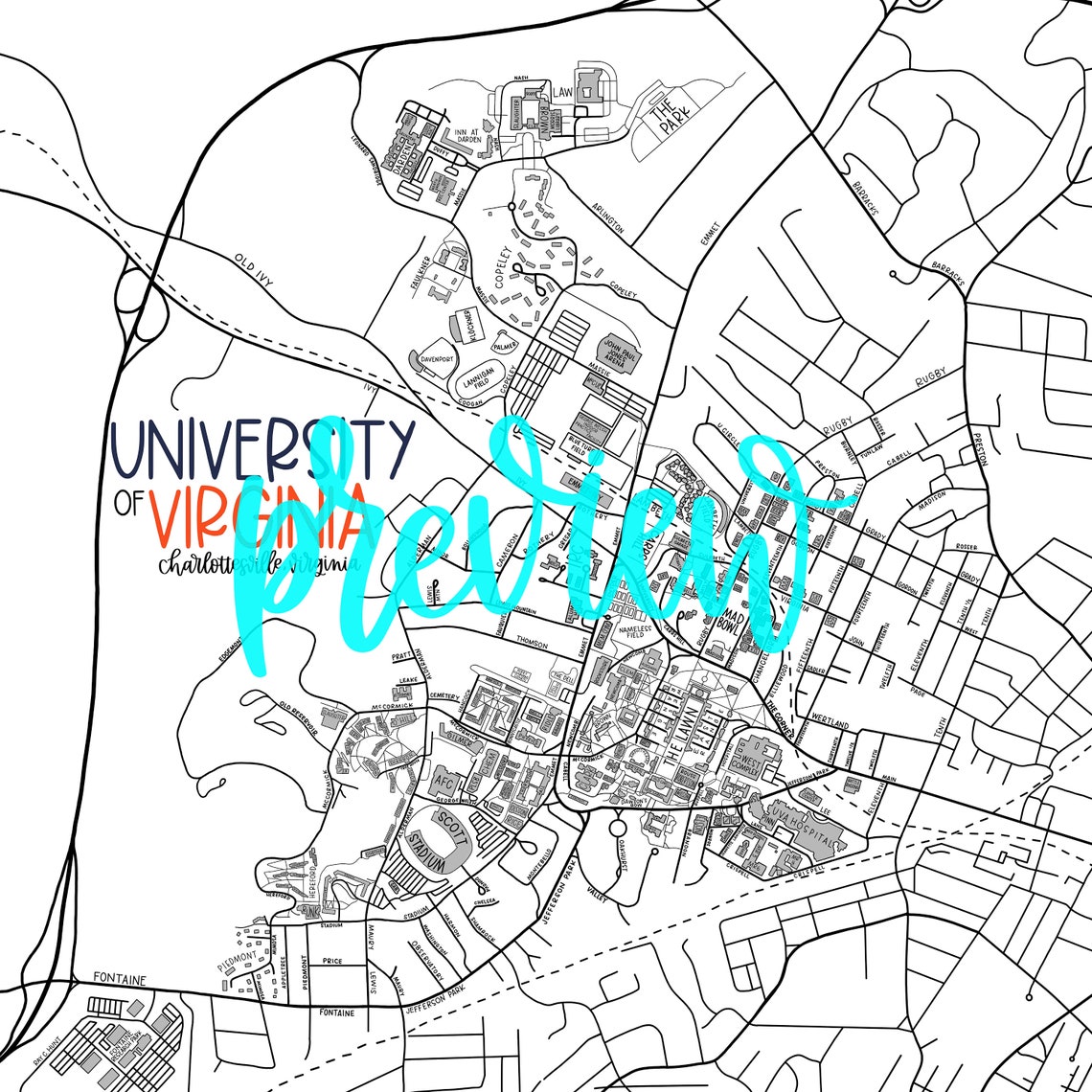UVA Grounds Map - Etsy