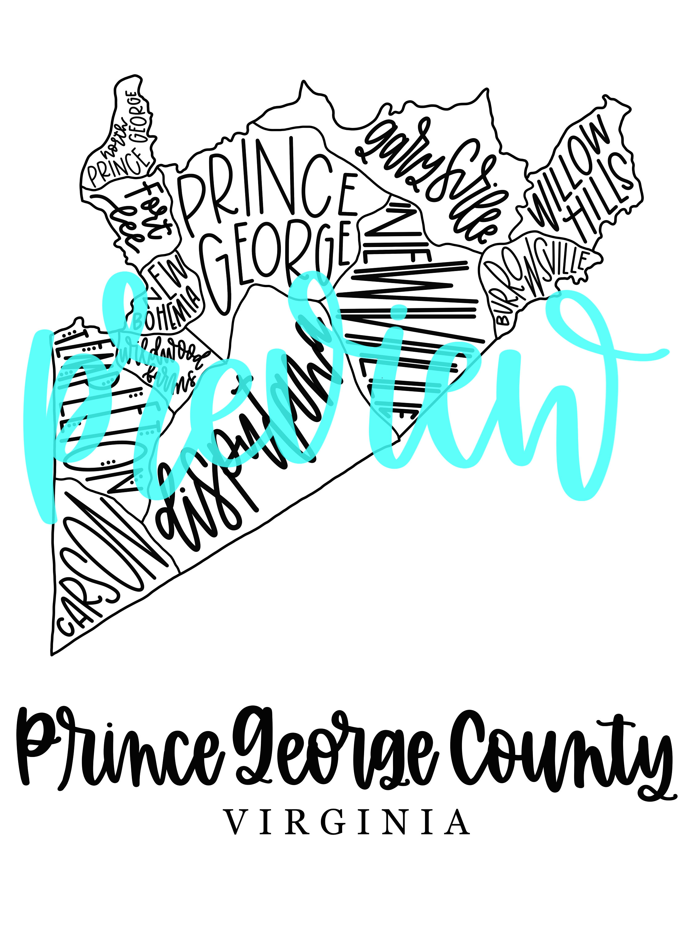 Prince George County, VA Map (Download Now) - Etsy
