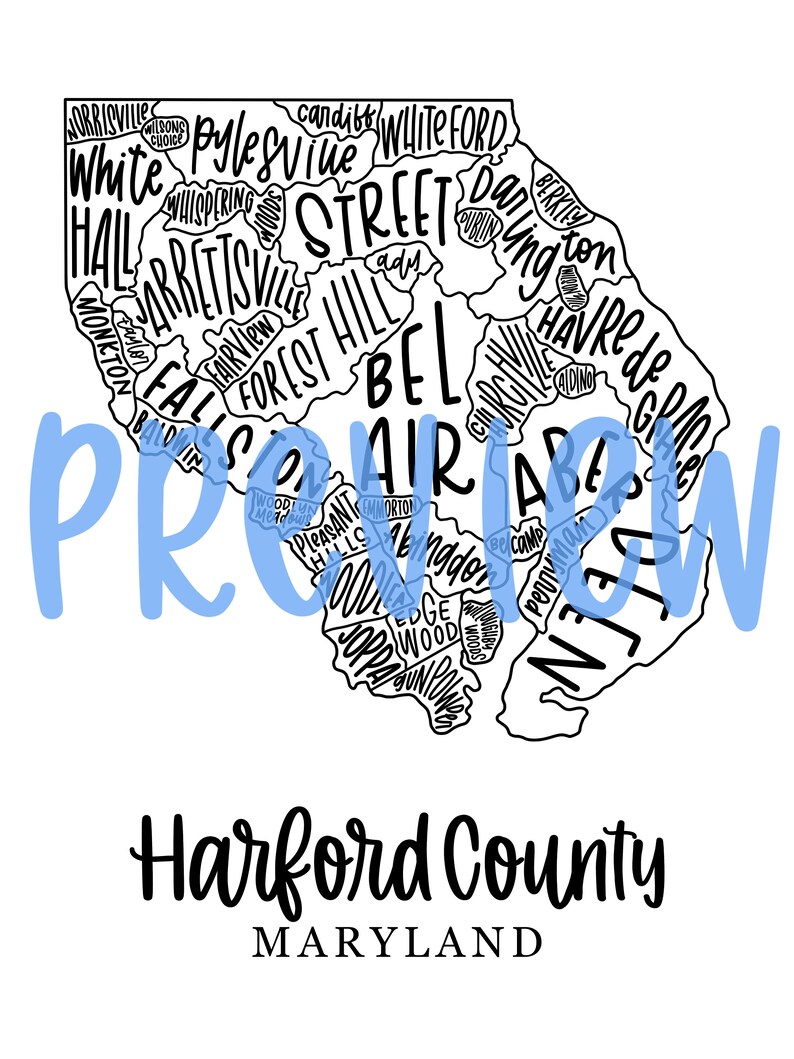 Harford County, MD Map - Etsy
