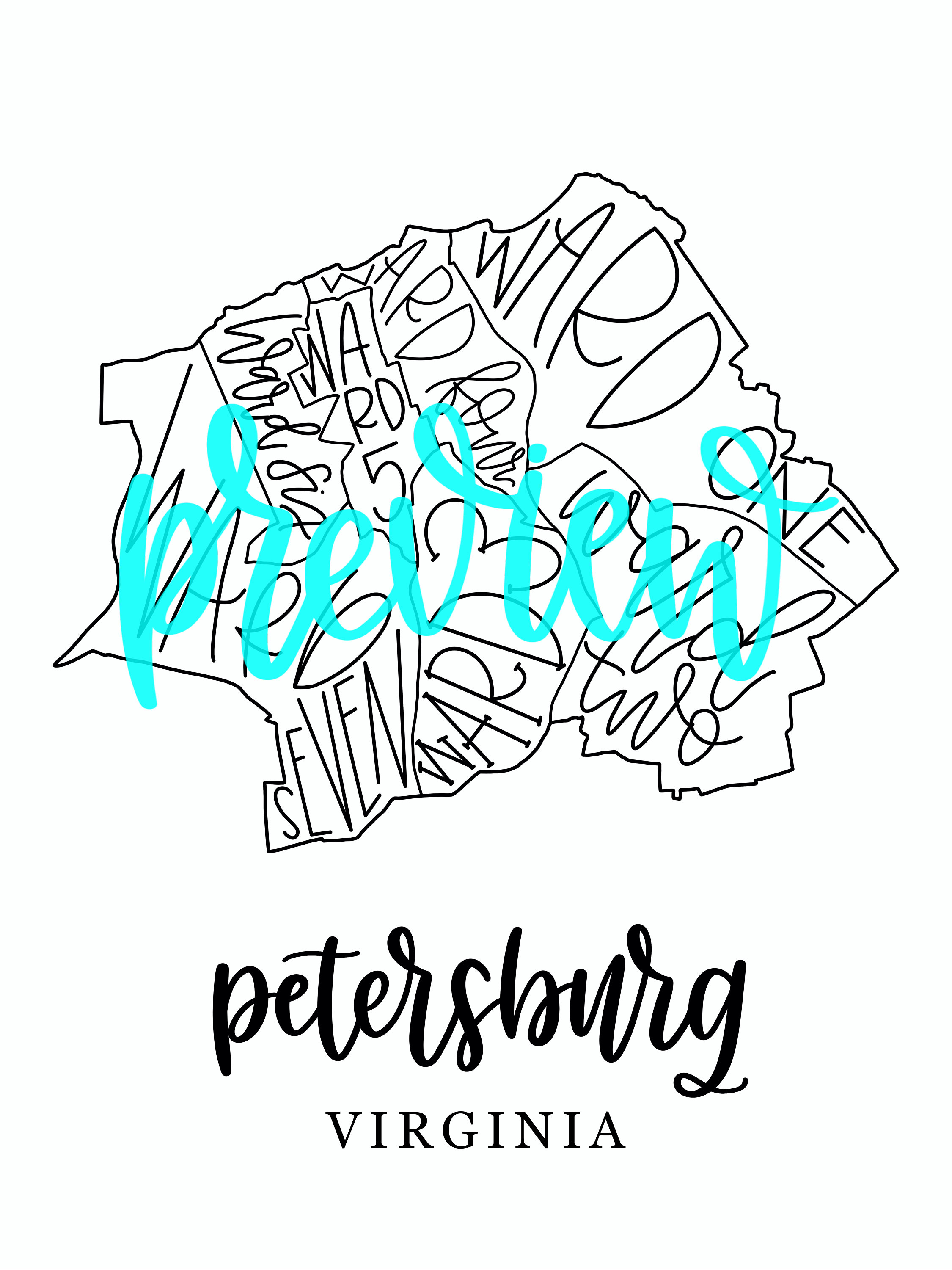 Petersburg VA Map | Etsy