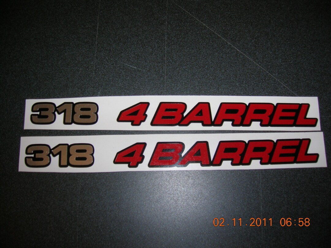 Dodge 318 4 BARREL HOOD DECALS - Etsy