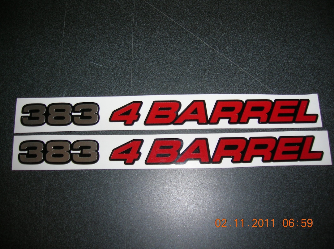 Dodge 383 4 BARREL HOOD DECALS - Etsy