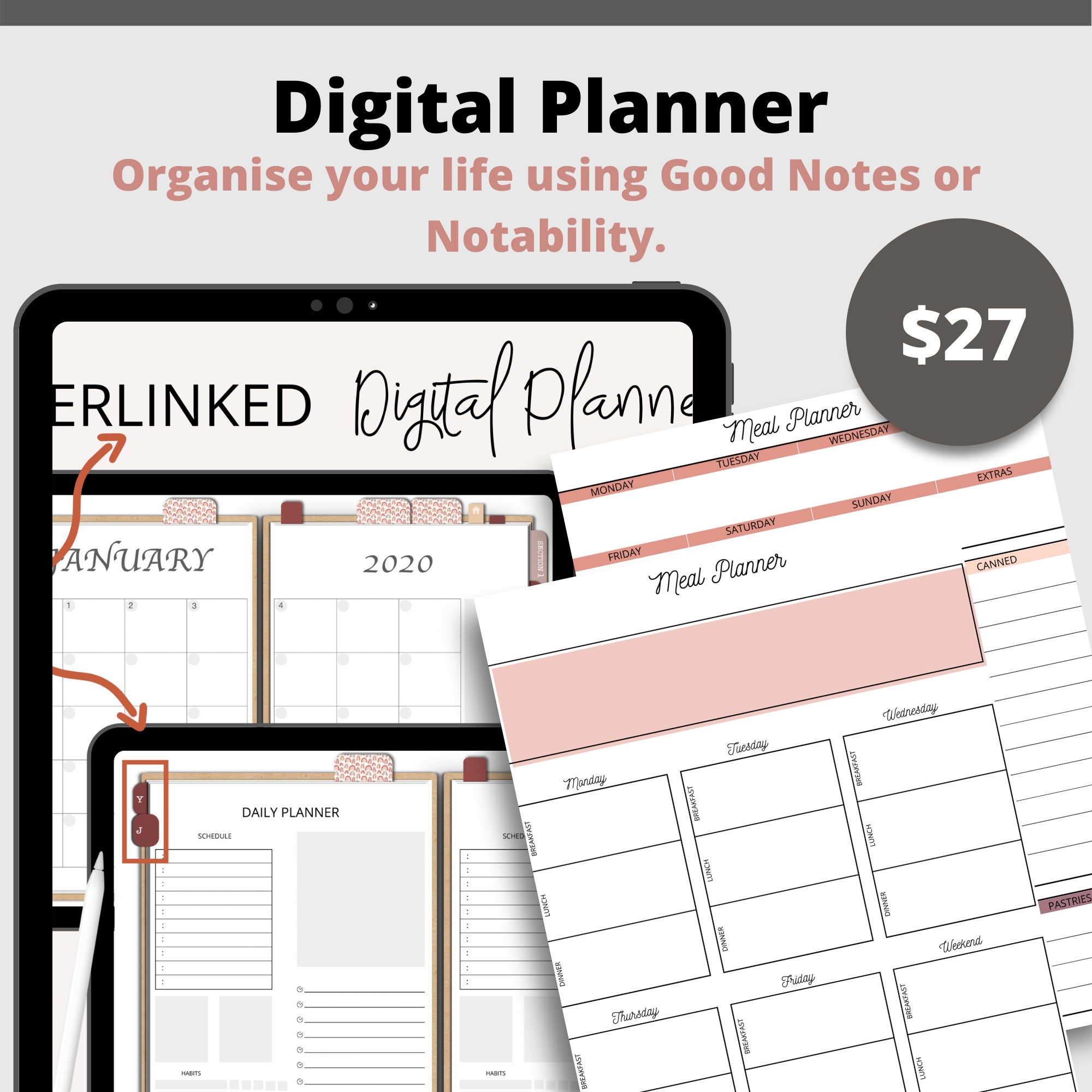 Printable Planner | Undated Calendar, Life Planner - Etsy