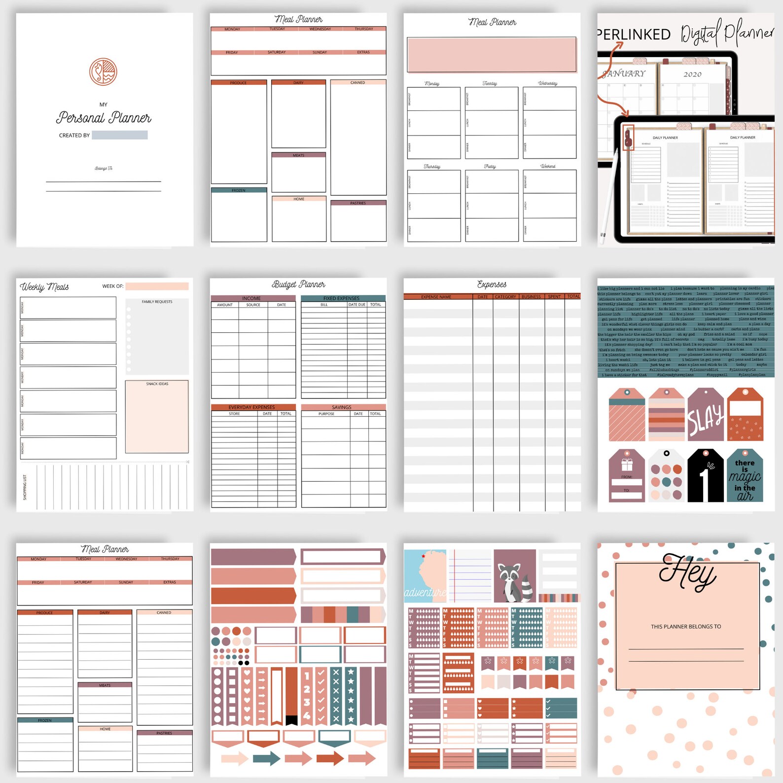 Printable Planner | Undated Calendar, Life Planner - Etsy