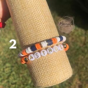 Houston Astros Bracelet Set, Astros Bracelet, Astros Beaded Bracelets - Etsy