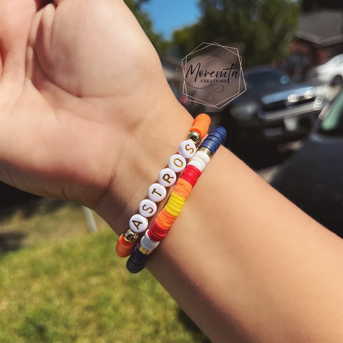 Houston Astros Bracelet Set, Astros Bracelet, Astros Beaded Bracelets - Etsy