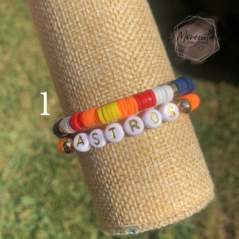 Houston Astros Bracelet Set, Astros Bracelet, Astros Beaded Bracelets - Etsy