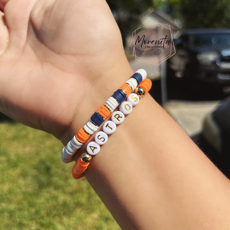 Houston Astros Bracelet Set, Astros Bracelet, Astros Beaded Bracelets - Etsy