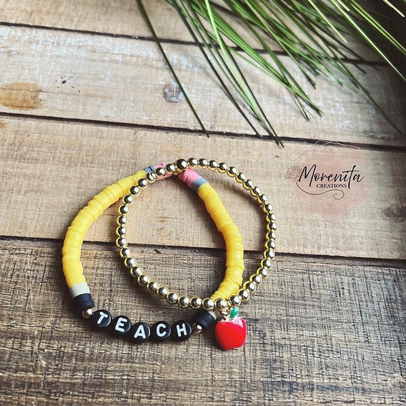 Teacher Bracelet Set, Teacher Gift, Back to School Gift - Etsy