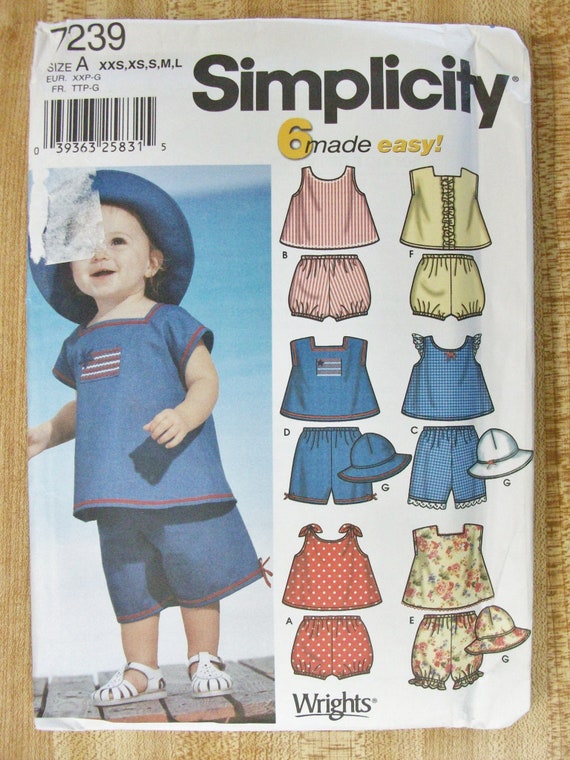 Simplicity Pattern 7239 Complete and Uncut Tops Bloomers | Etsy