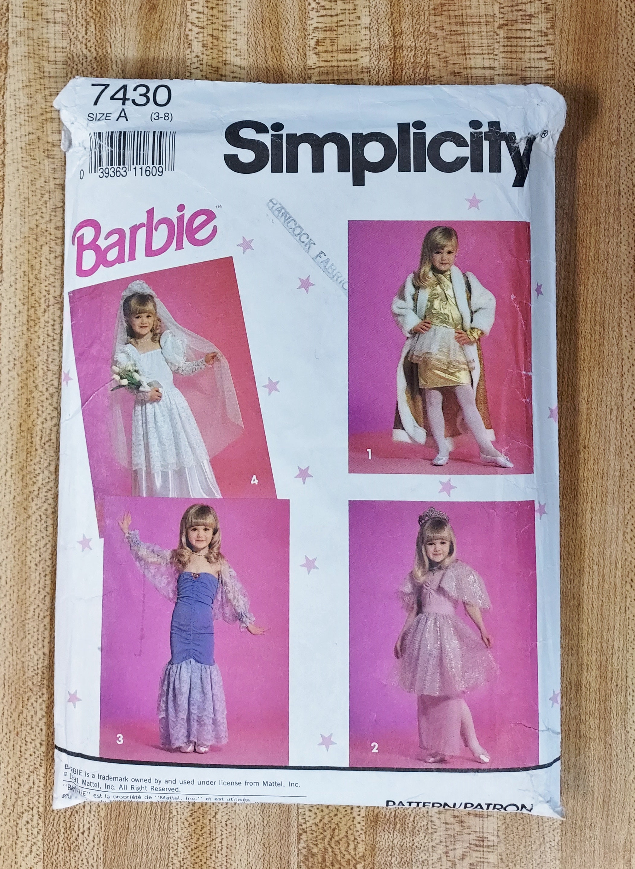 Vintage Simplicity Pattern 7430 Complete and Uncut Barbie Dress-up ...