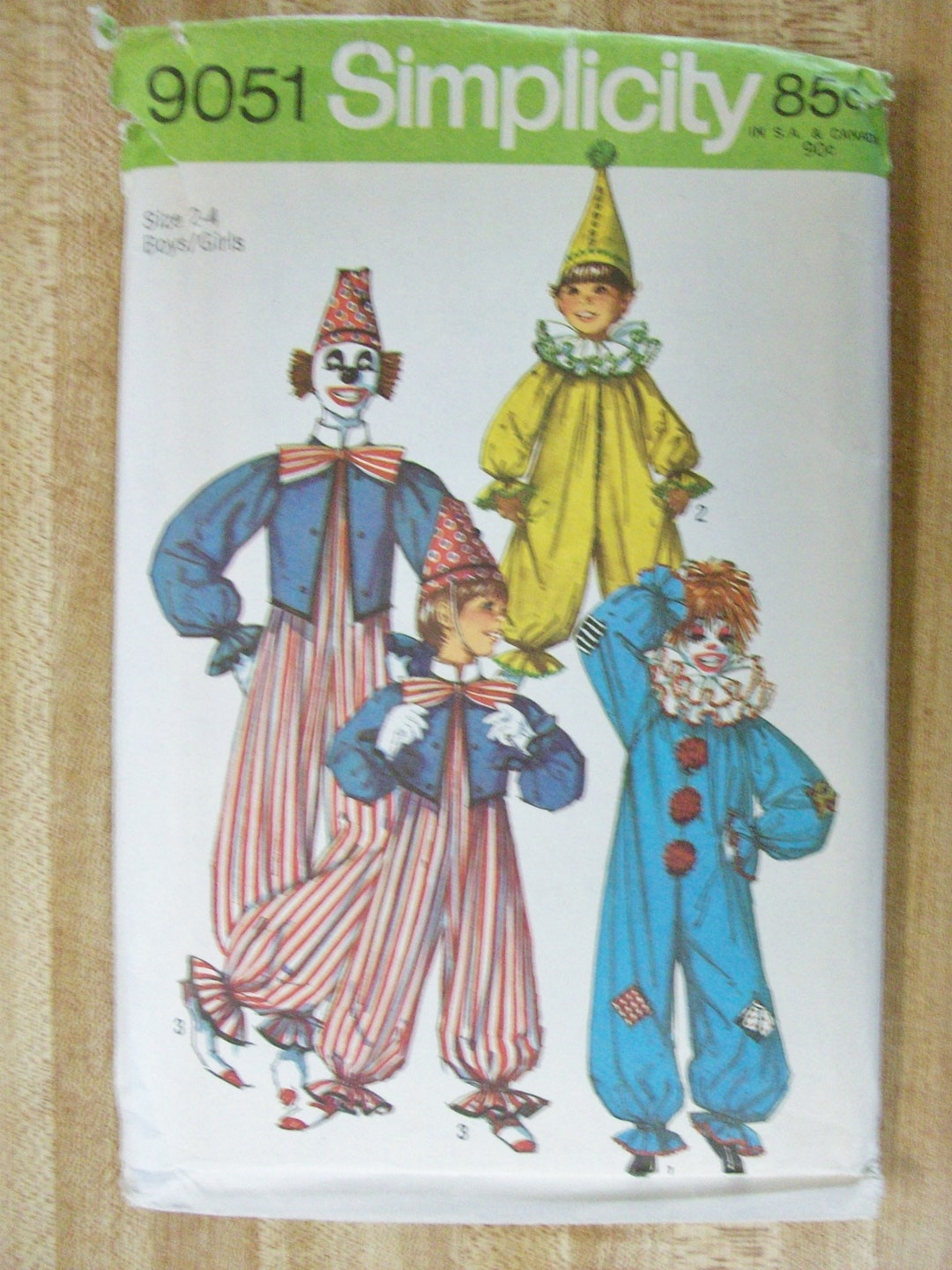 Vintage Simplicity Pattern 9051 - Complete and Uncut - Clown Costume ...
