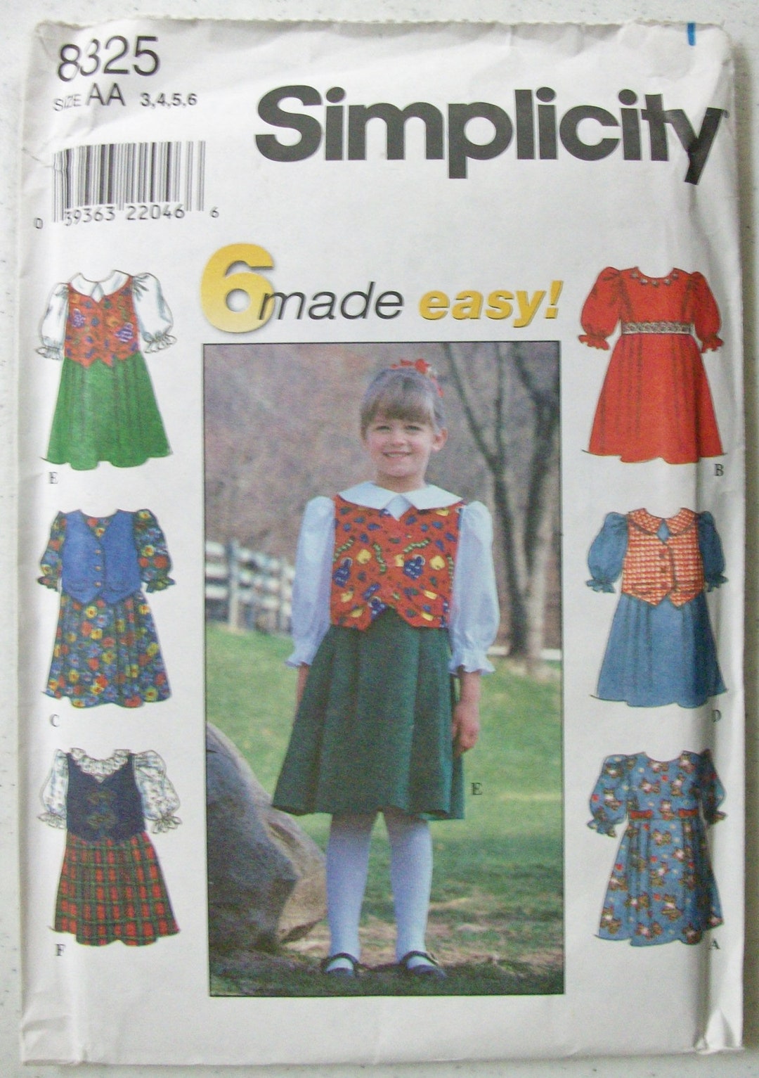 Simplicity Pattern 8325 - Complete and Uncut - Dress, Vest - Child ...