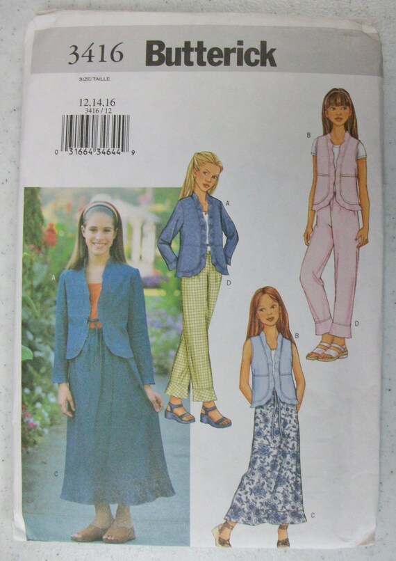 Butterick Pattern 3416 Complete and Uncut Girls' Sizes | Etsy