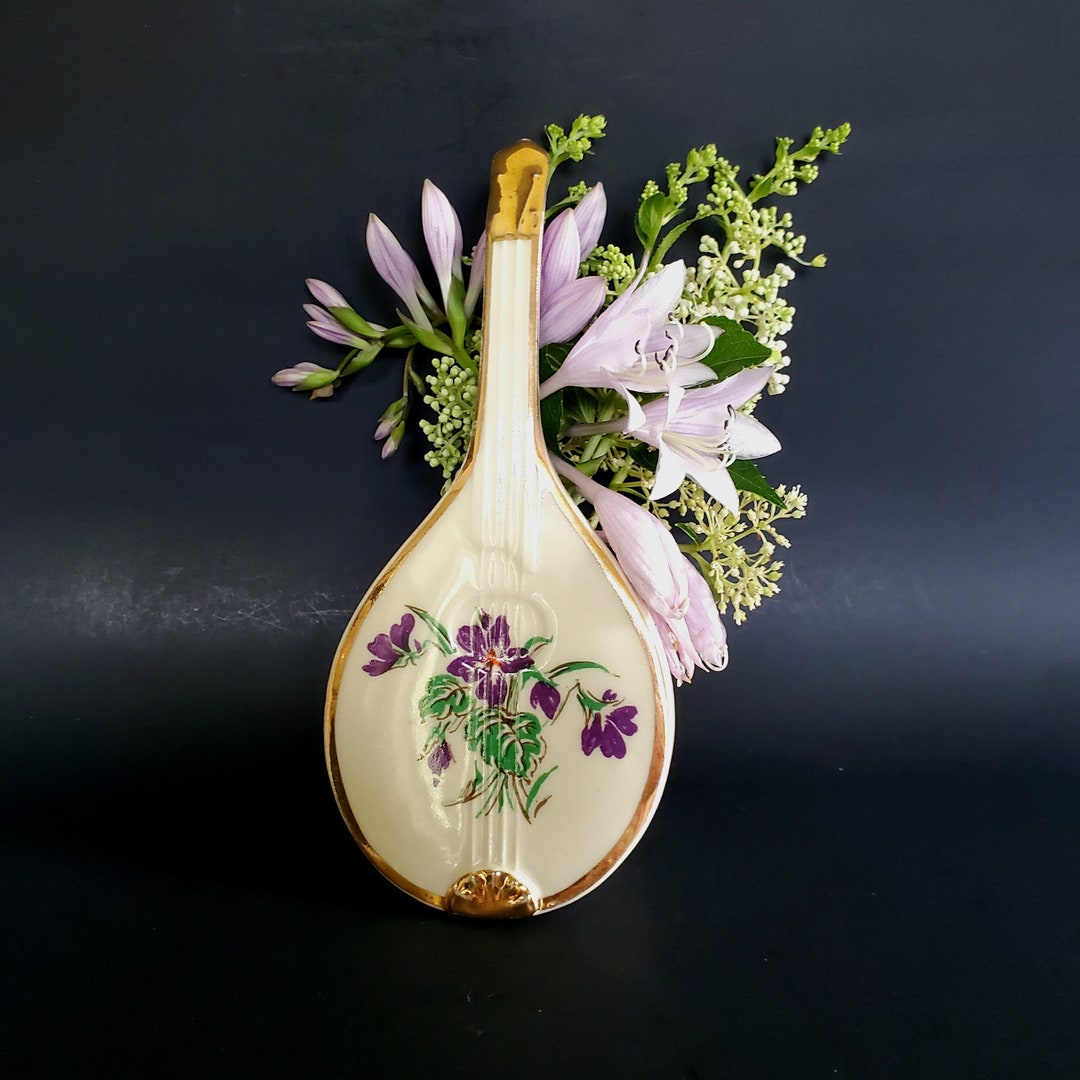Vintage Moyer Mandolin Hanging Wall Pocket Planter Pot W/ Hand Painted ...