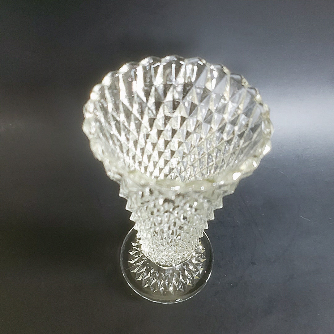 Indiana Glass Tiara Diamond Point 8" Crystal Clear Floral Display Vase ...