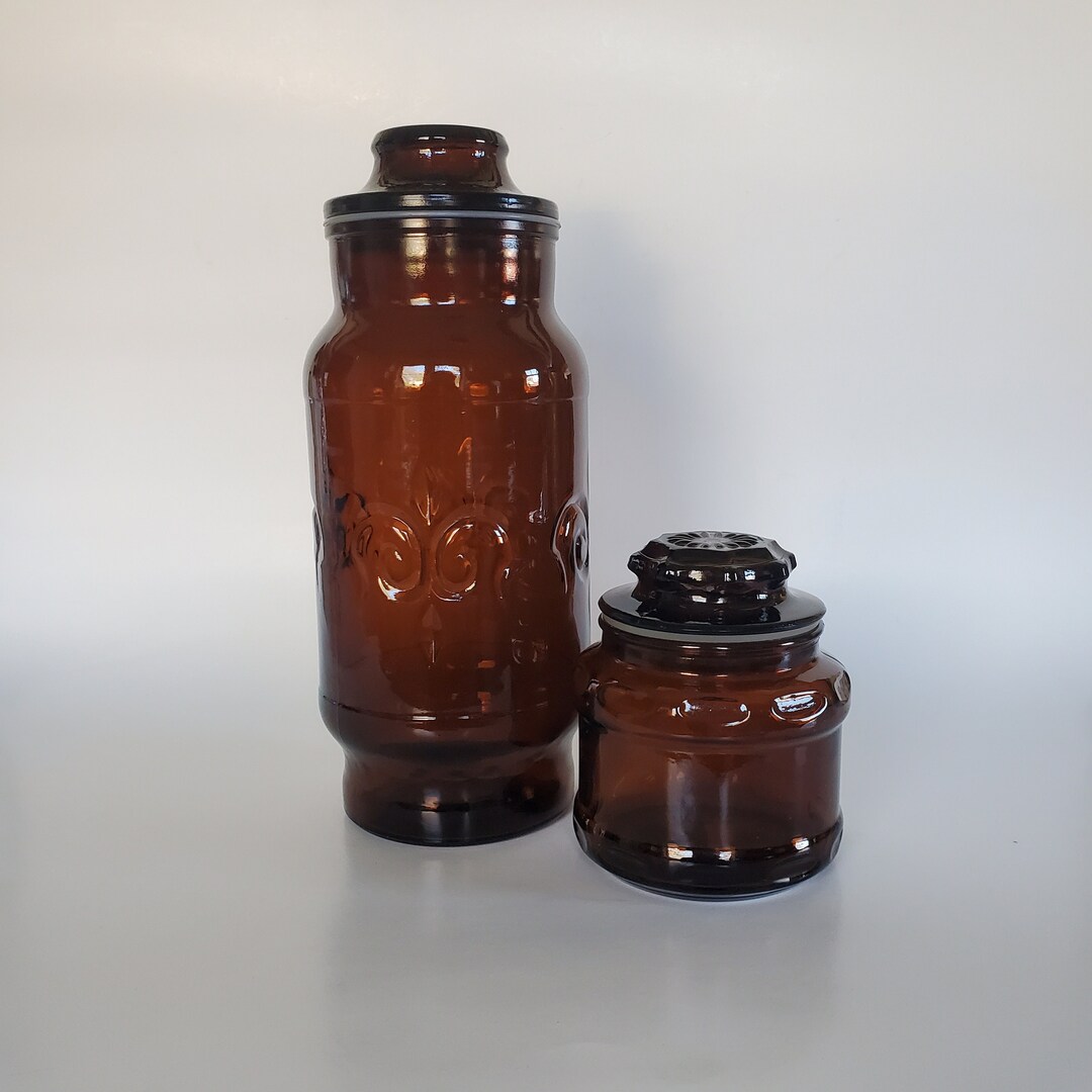 Vtg Borden Cremora Creamer Brown Glass Canister Jars W/ Lids - Etsy