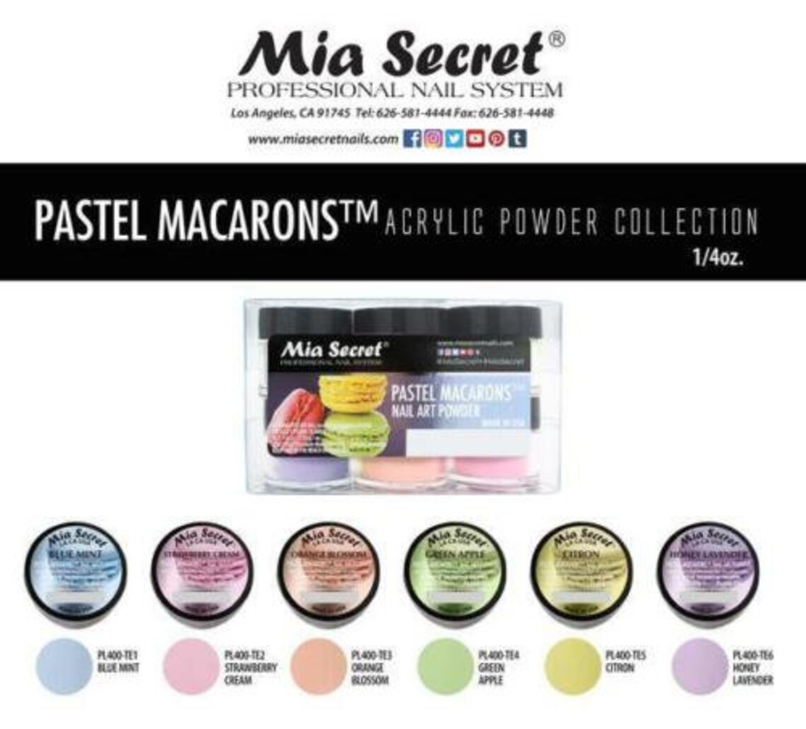 Mia Secret Pastel Macarons Nail Art Powder 6 Pc Set Made in | Etsy