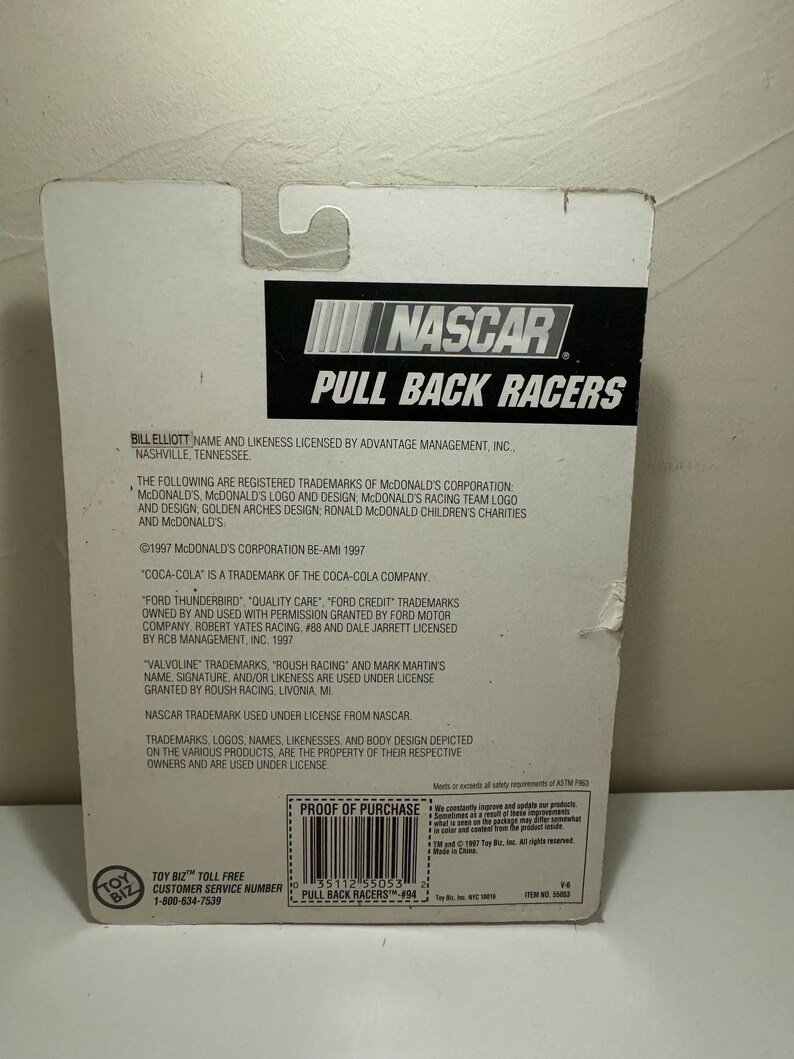 Toy Biz 1:48 Scale Bill Elliott Mcdonalds #94 Pull Back Racers - New - Etsy