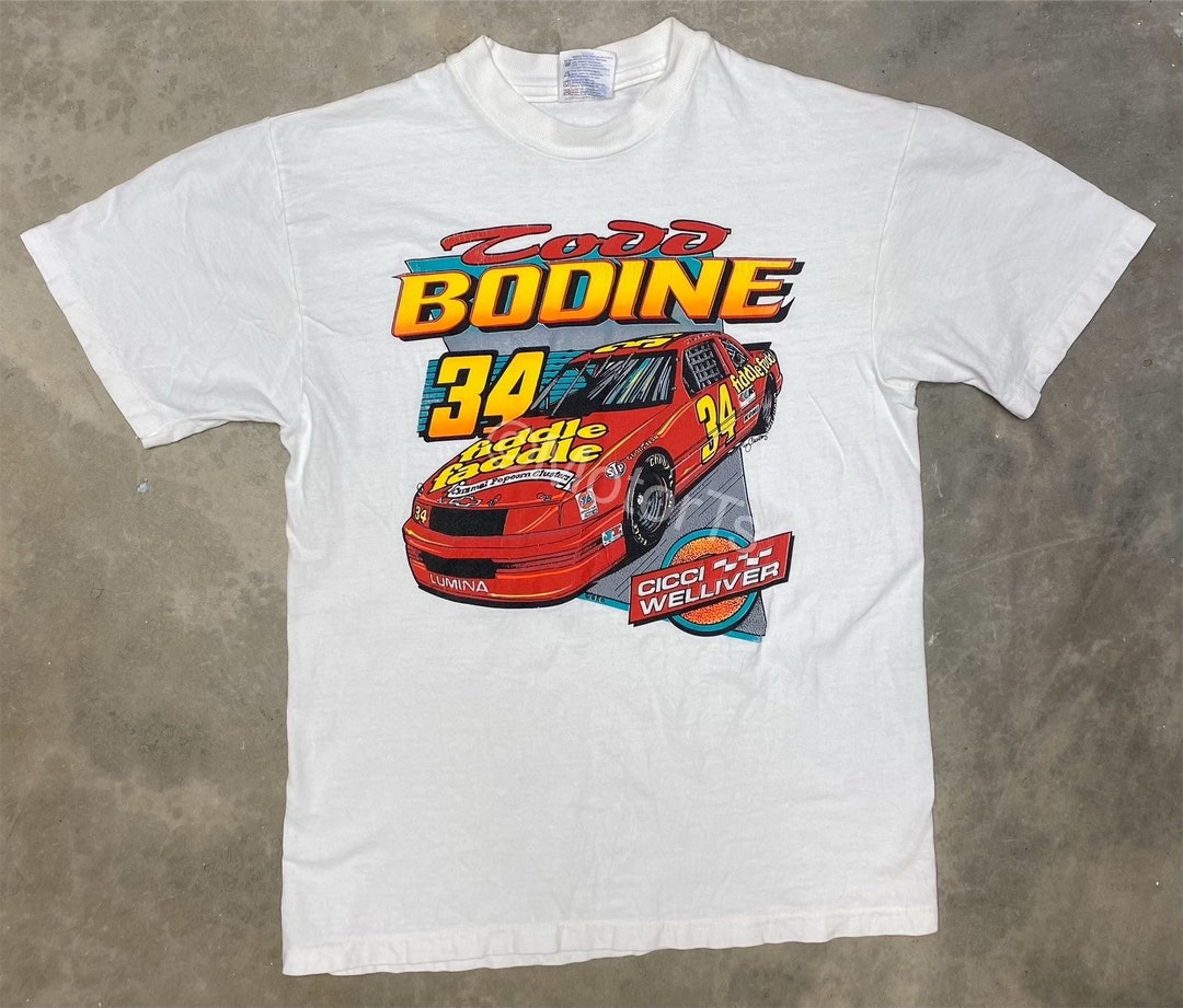 Vintage 1993 Todd Bodine #34 Fiddle Fadde Chevy Nascar Busch Series Tee ...