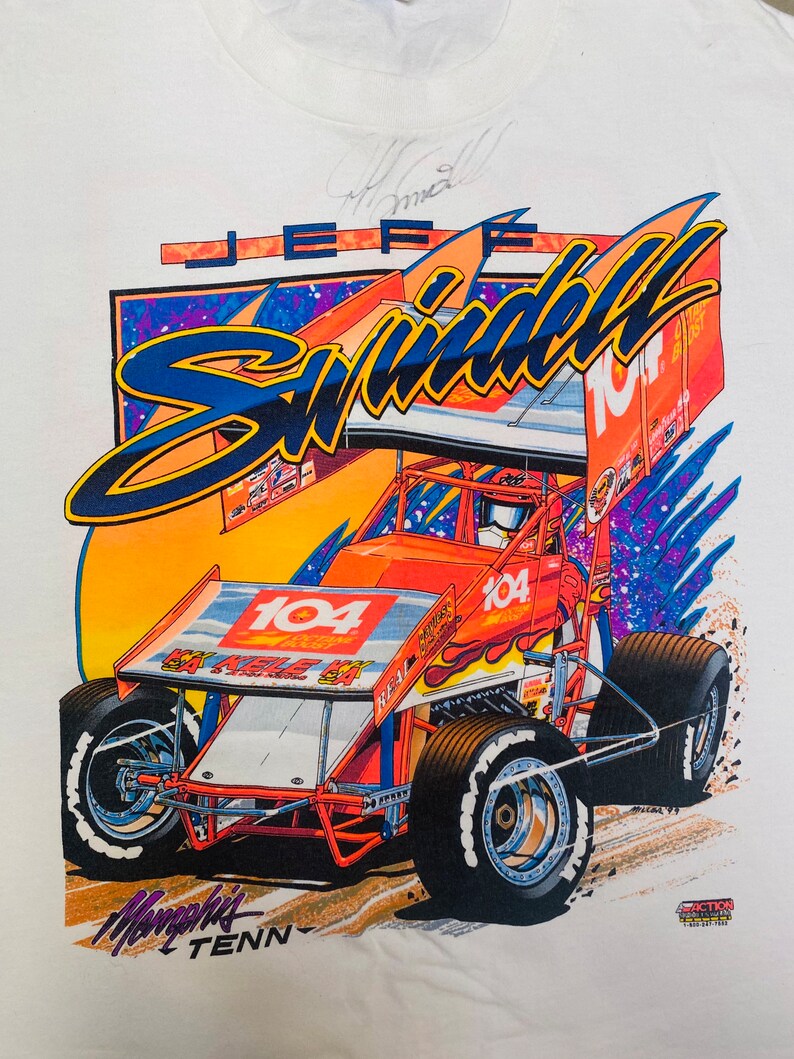 Vintage 1998 Jeff Swindell Autographed Neon Sprint Car Tee - Etsy