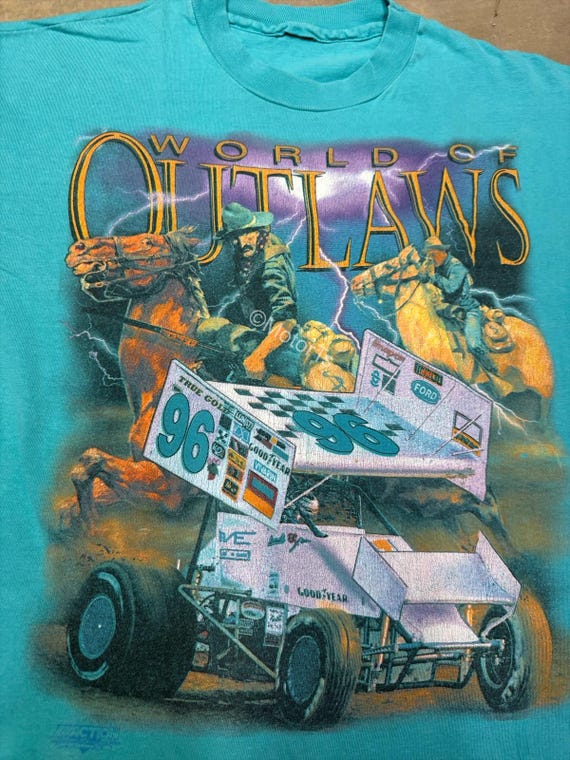 Vintage 1996 Skoal World of Outlaws Sprint Car Tee Sh… - Gem
