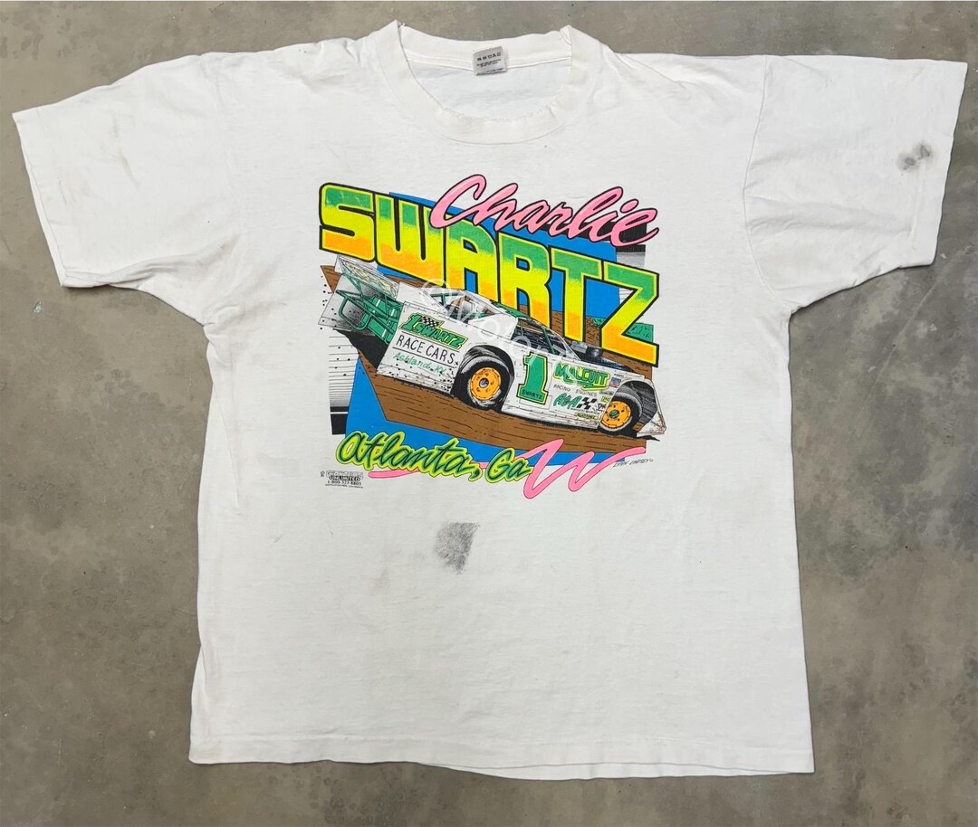 Rare! Vintage 1989/90 “chargin” Charlie Swartz Thrashed Dirt Late Model ...