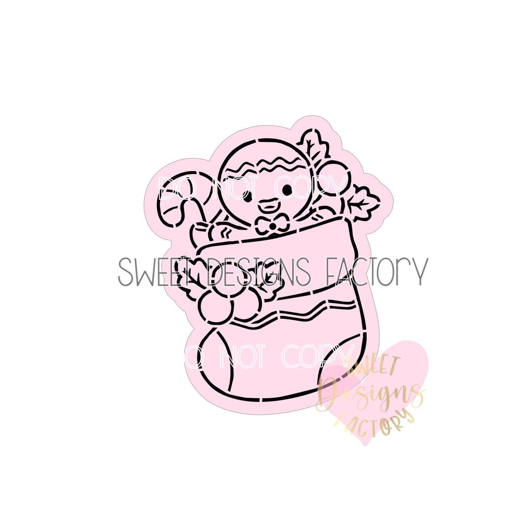 Christmas Stocking Paint Your Own PYO Cookie Stencil. Matching Cutter ...