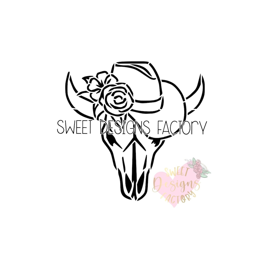 Howdy Cow Skull With Cowboy Hat PYO Cookie Stencil. Matching Cookie ...