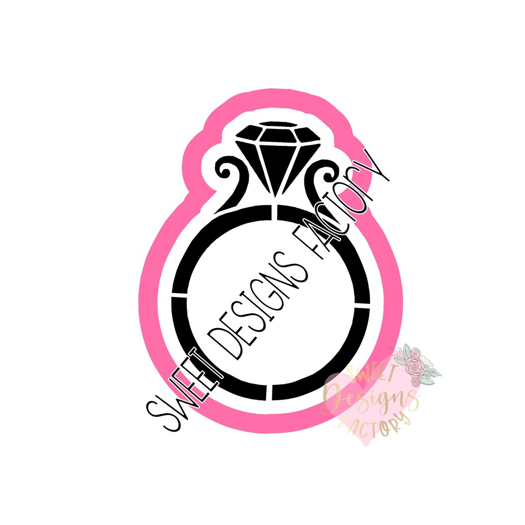 Wedding Engagement Ring Cookie Stencil and Matching Cookie Cutter DH01 ...