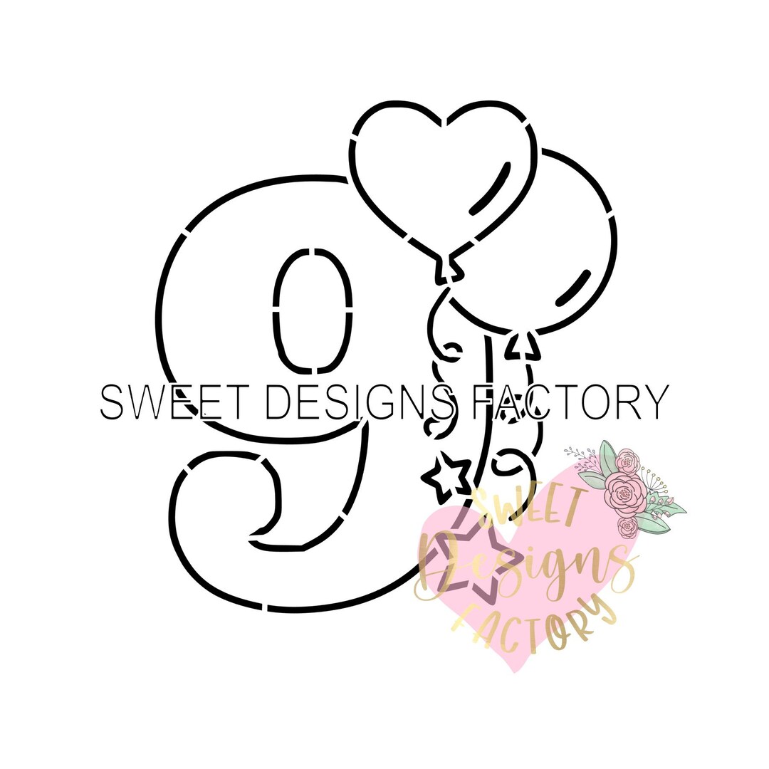 Number Nine Birthday PYO Cookie Stencil. Matching Cookie Cutter ...
