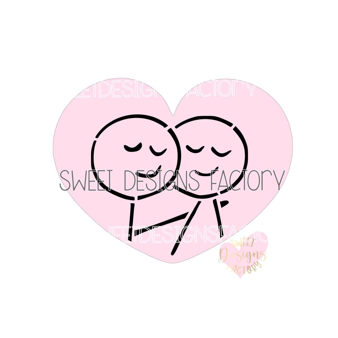 Valentine Stick Figures Hugging Cookie Stencil VL073 Y - Etsy