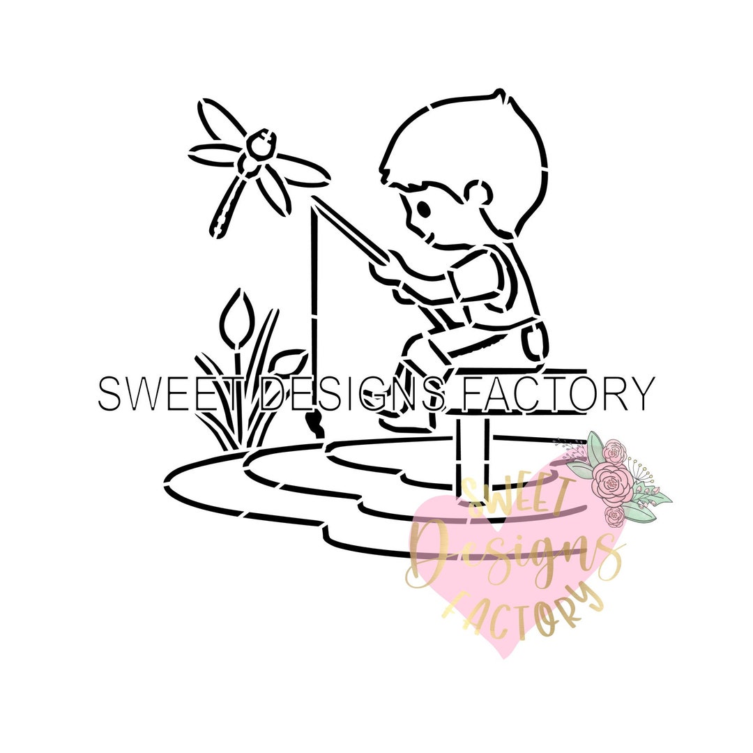 Fishing Boy PYO Cookie Stencil. Matching Cookie Cutter Available WF157 ...
