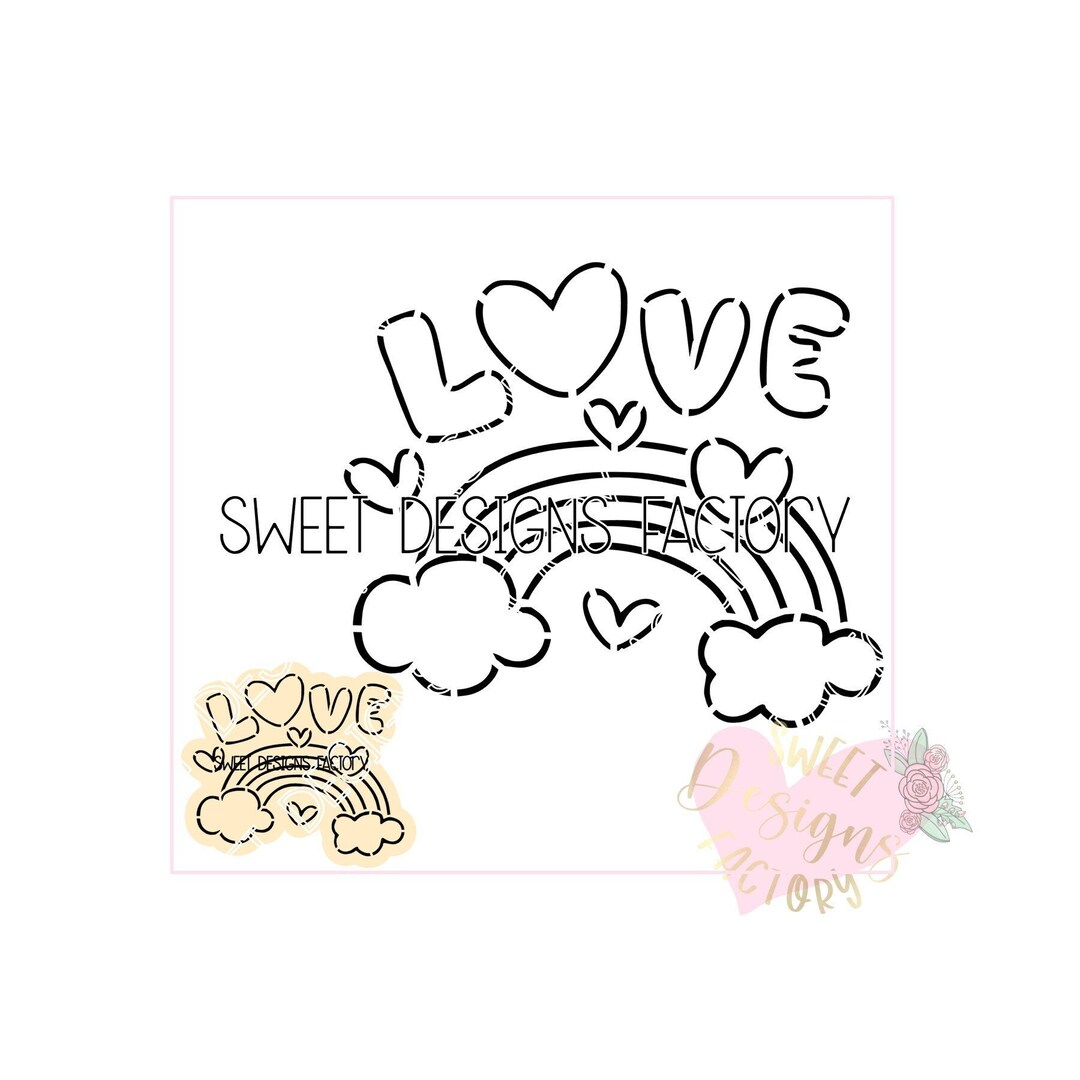 Valentine's Day Love Rainbow PYO Cookie Stencil. Matching Cookie Cutter ...