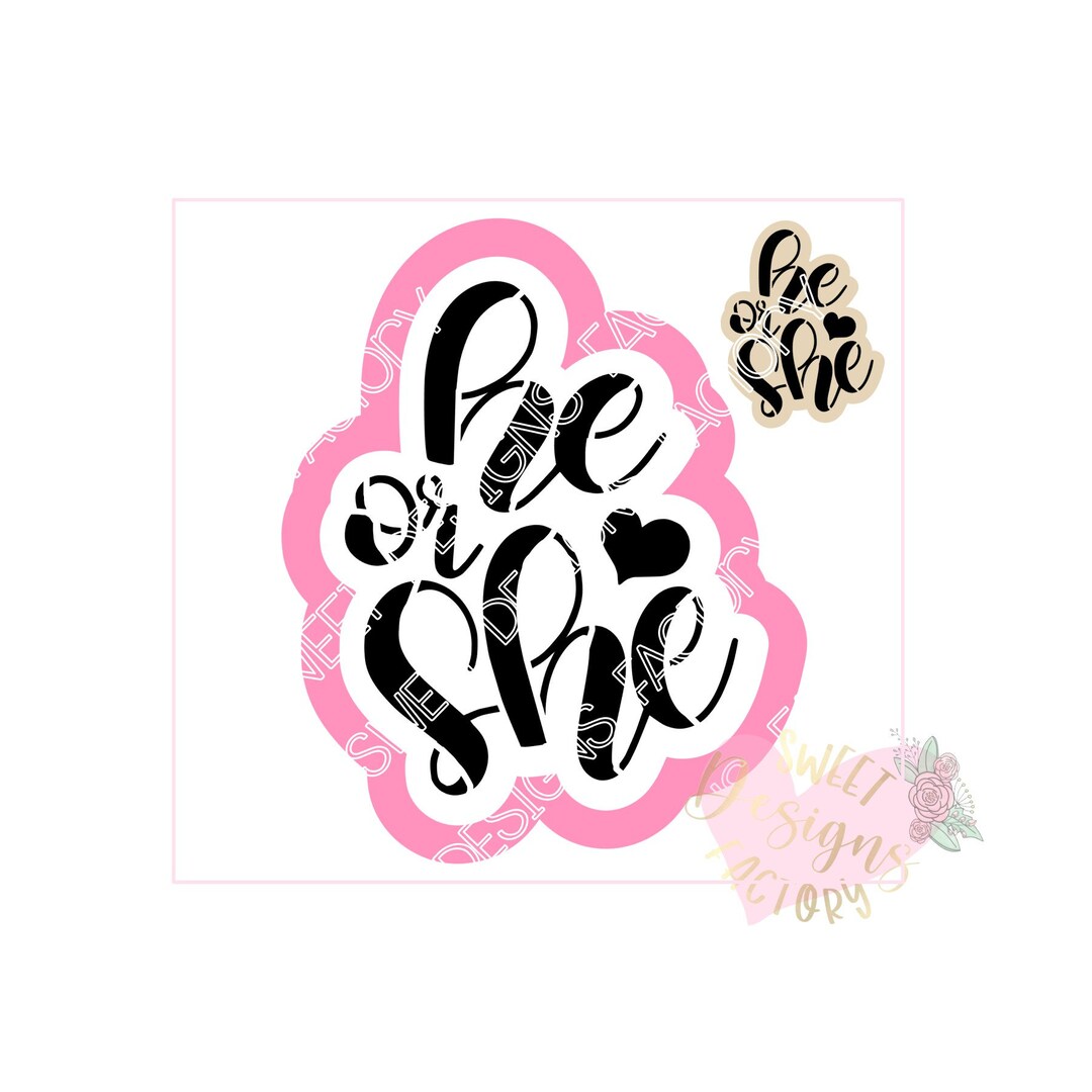 Gender Reveal He or She Cookie Stencil and Matching Cookie Cutter DF07 ...