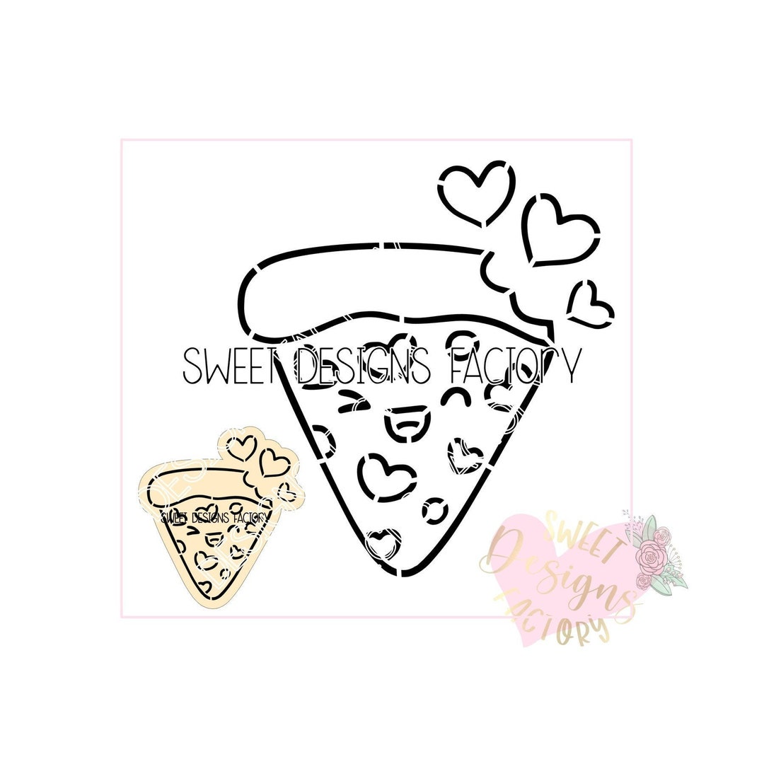 Valentine's Day Pizza PYO Cookie Stencil. Matching Cookie Cutter ...