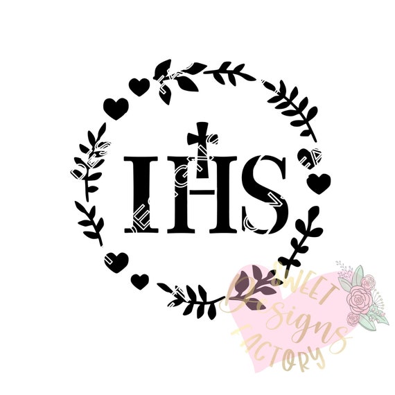 First Communion IHS Wreath Cookie Stencil E195 | Etsy
