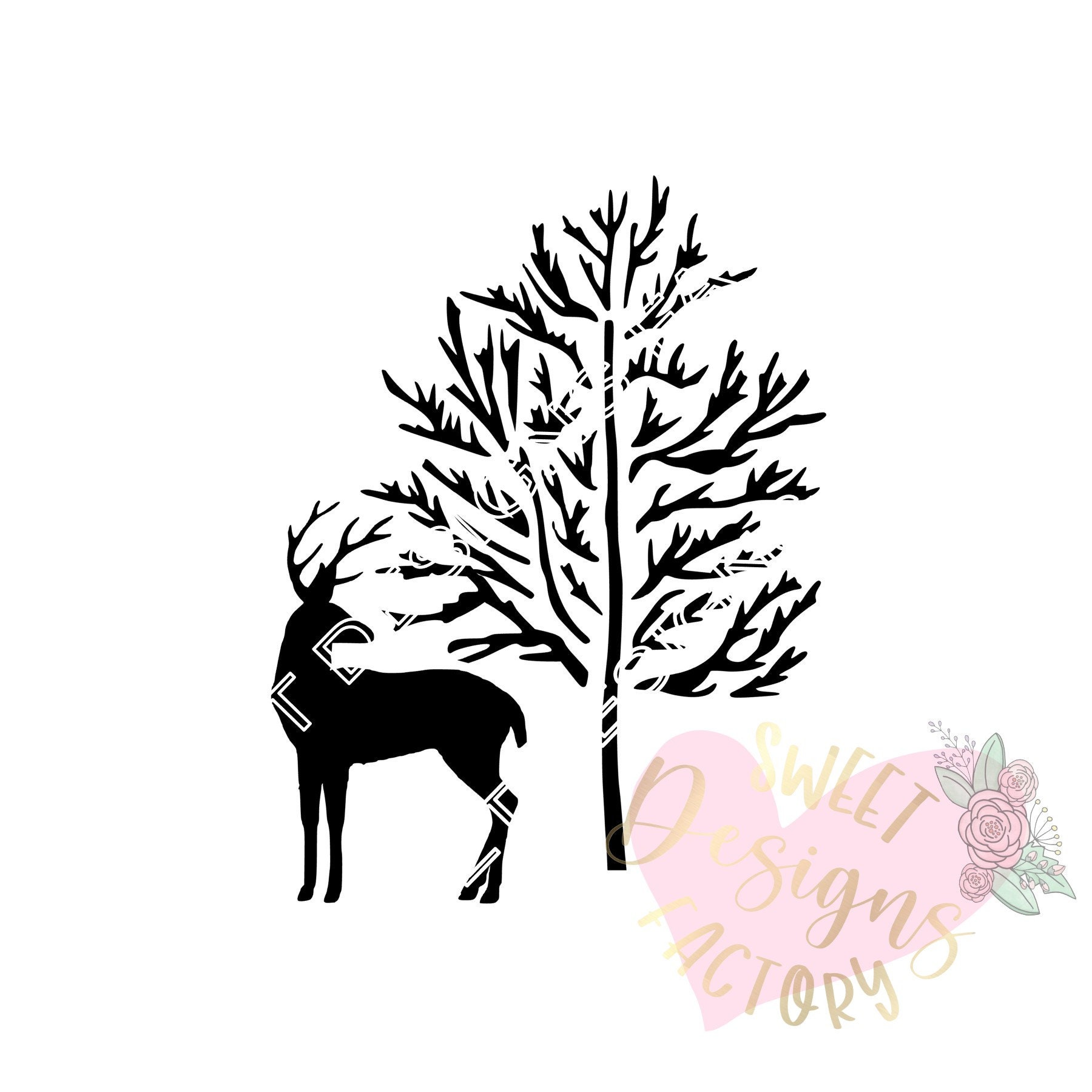 Winter Scenes Deer Stencil