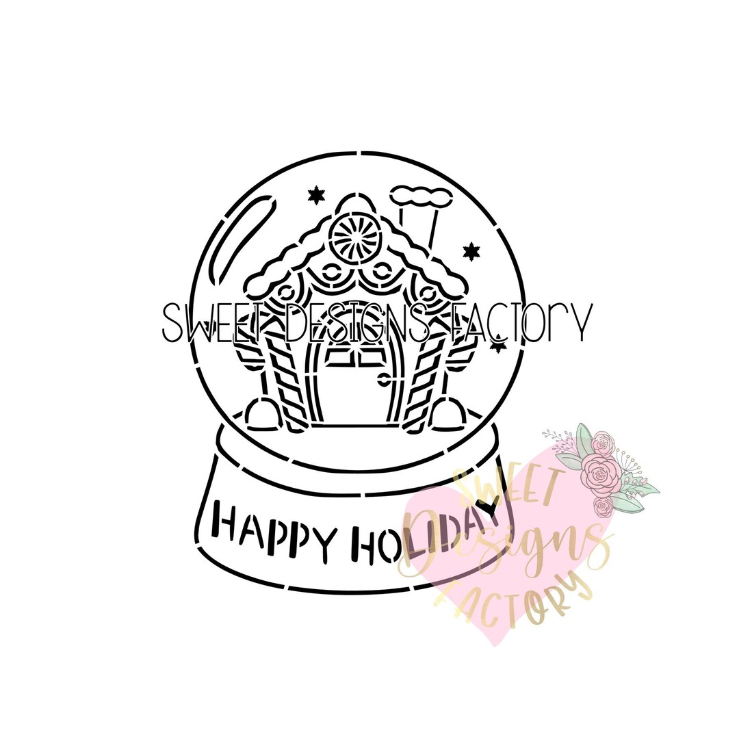Christmas Gingerbread House Snow Globe PYO Cookie Stencil Matching ...