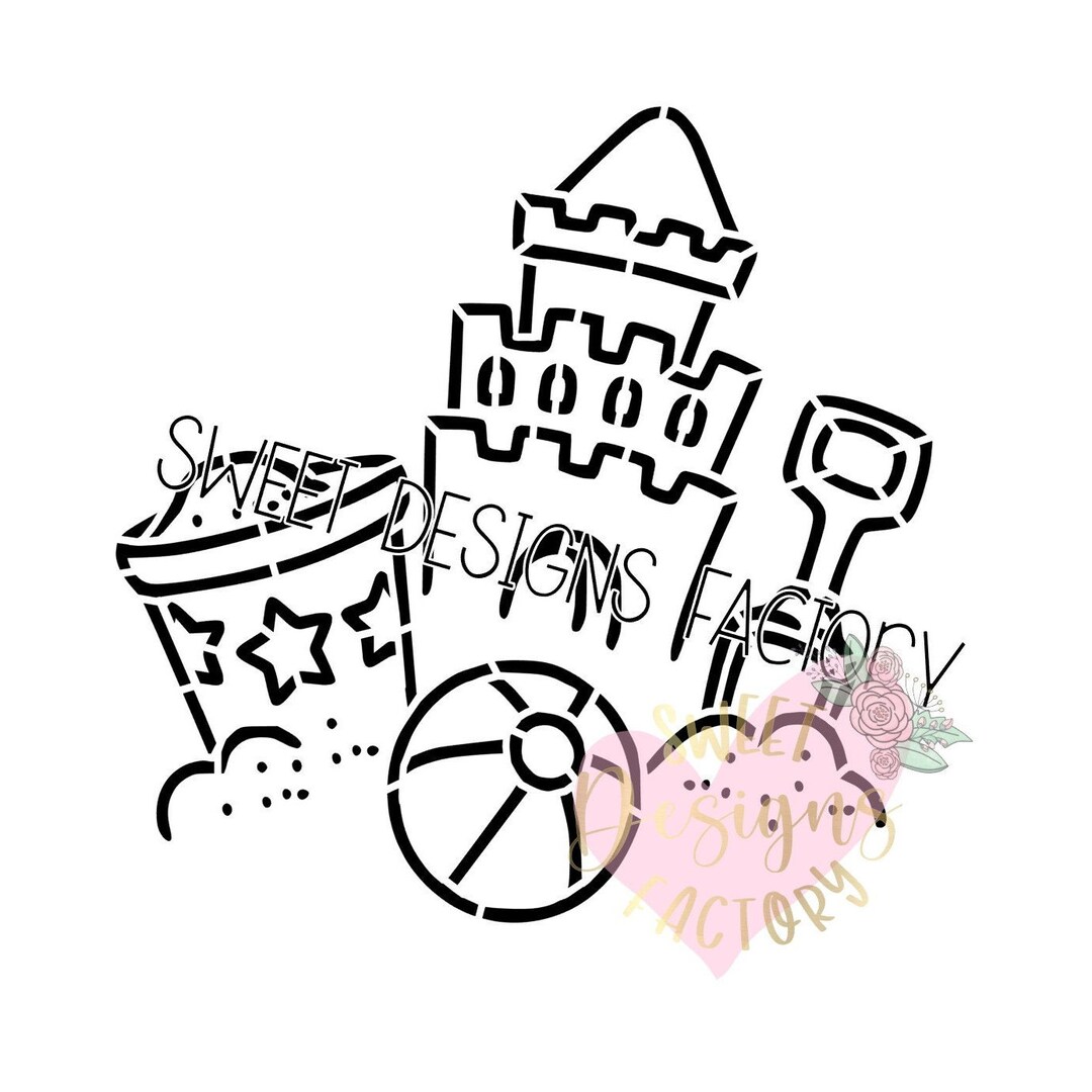 Summer Beach Sand Castle PYO Cookie Stencil. Matching Cookie Cutter ...