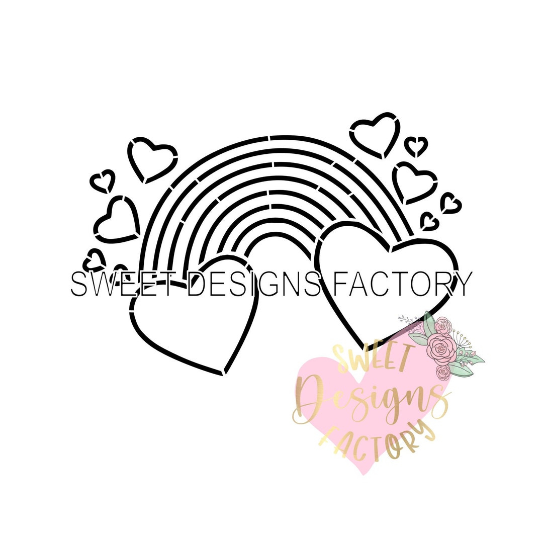 Rainbow Hearts PYO Cookie Stencil Matching Cookie Cutter Available ...