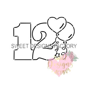 Number Twelve Birthday PYO Cookie Stencil. Matching Cookie Cutter ...