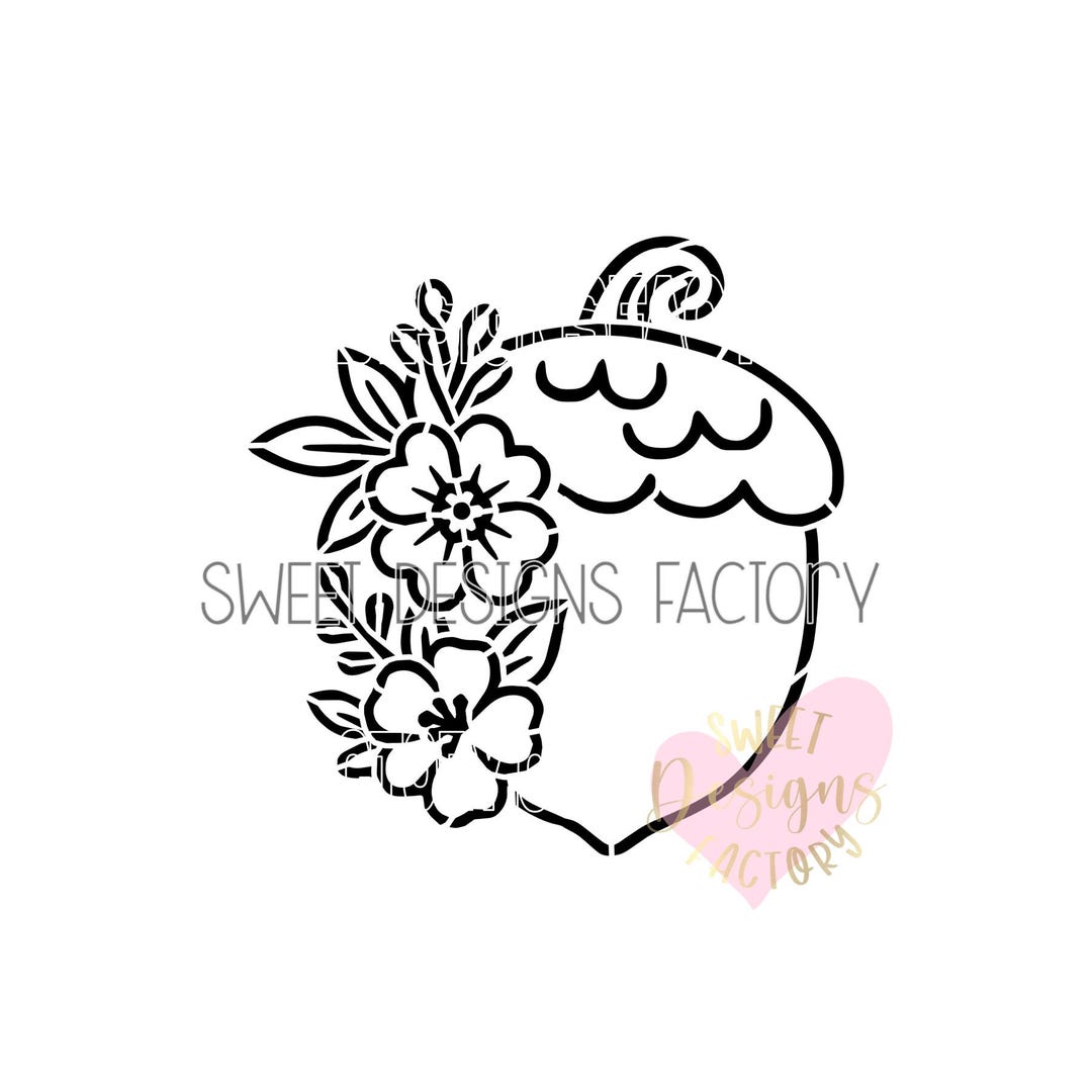 Fall Thanksgiving Floral Acorn Paint Your Own PYO Cookie Stencil ...