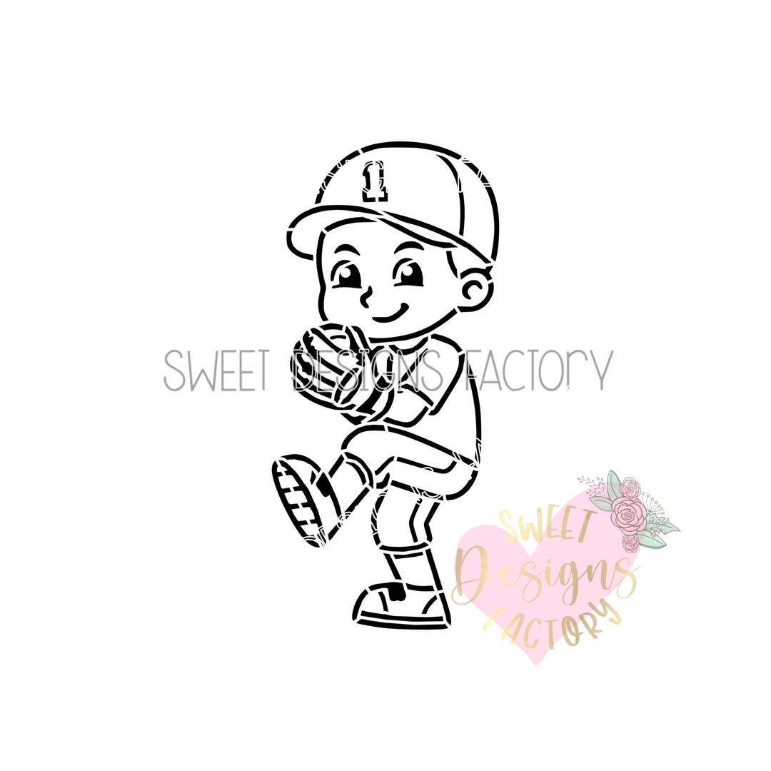 Baseball Player PYO Cookie Stencil. Matching Cookie Cutter Available ...