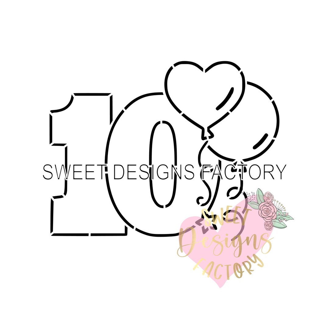 Number Ten Birthday PYO Cookie Stencil. Matching Cookie Cutter ...