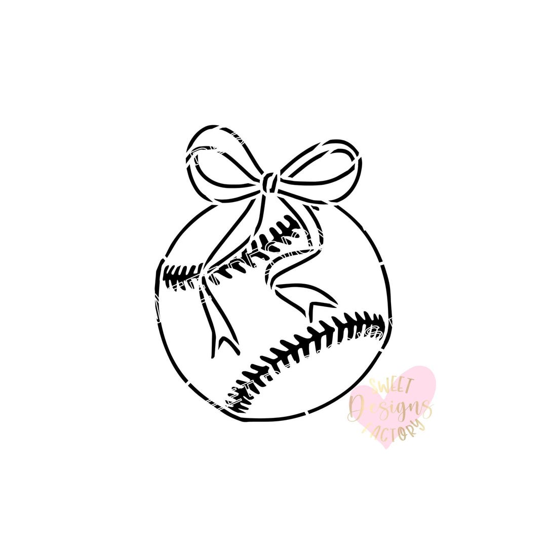 Baseball and Bow PYO Cookie Stencil. Matching Cookie Cutter Available ...